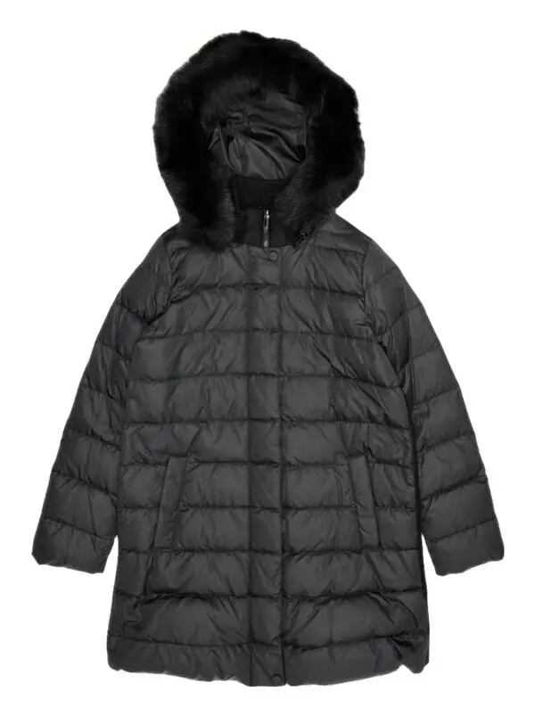 Max Mara Quilted Down Jacket With Fur Hood - Black