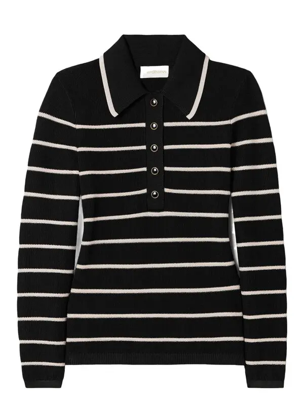 Zimmermann Striped Knitted Long Sleeve Top - Black