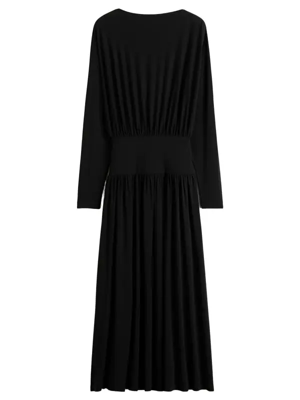 TOTEME Long-sleeved Boat Neck Dress With Pockets - Black