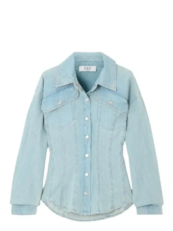 Sea Patchwork Denim Shirt - Blue
