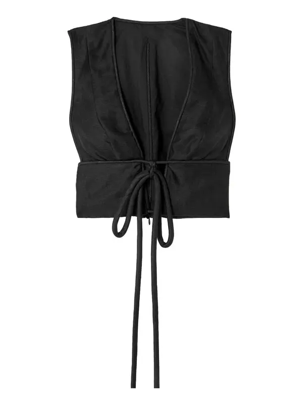 Zimmermann Matchmaker Cropped Tie-front Top - Black
