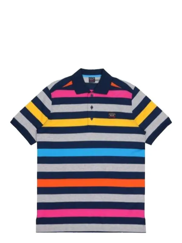 PAUL  SHARK Striped Short-sleeved Polo Shirt - Blue