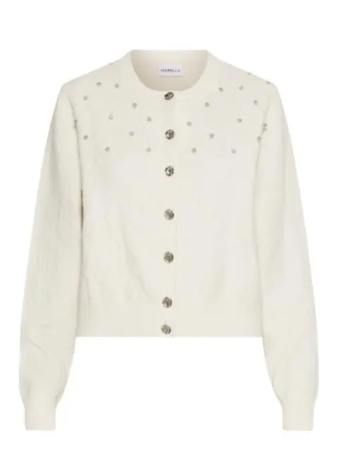 Marella Embellished Viscose And Cotton Cardigan - Cream