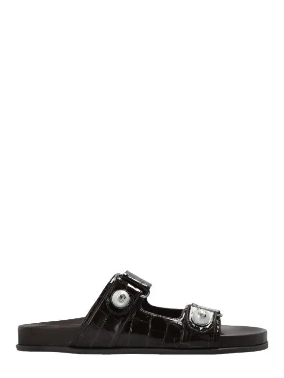 JIMMY CHOO Fayence Buckled Slides - Black