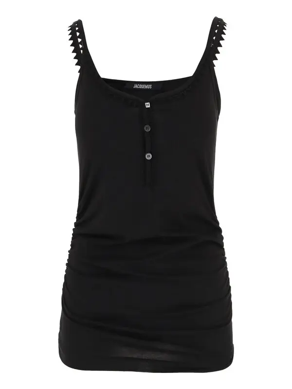 Jacquemus Ruched Trim Tank Top - Black