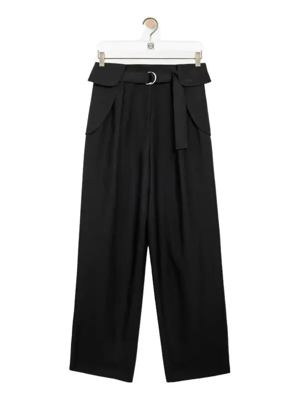Loewe Pleated Belted Trousers - Black