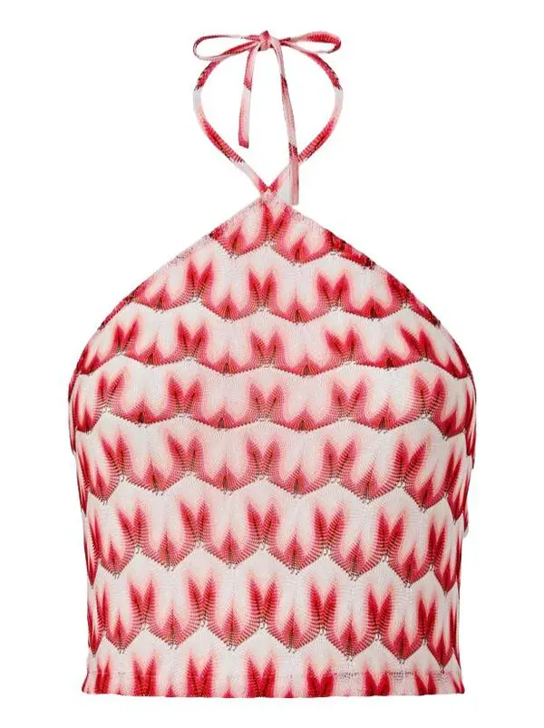 Missoni Knit Halter Top With Tie Detail - Pink