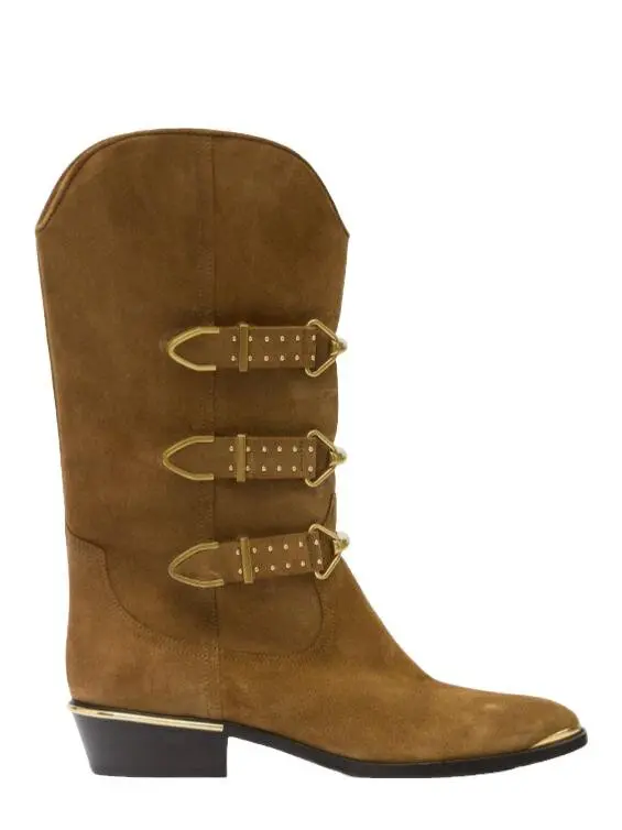 Isabel Marant Étoile Mexia Suede Buckled Boots - Taupe