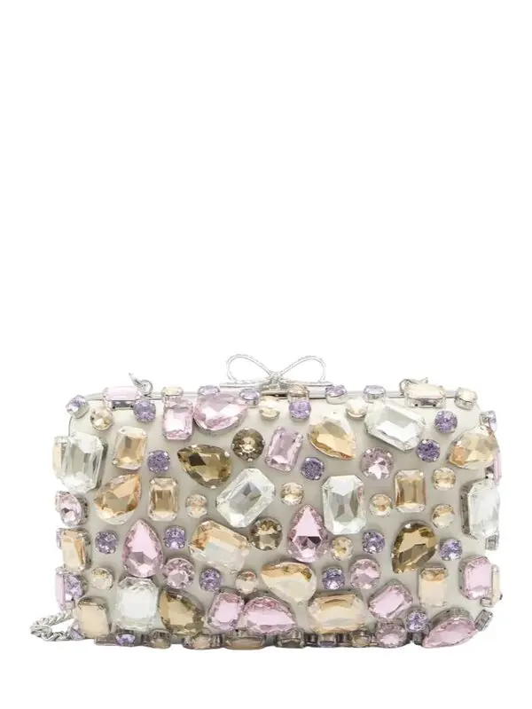 SELF-PORTRAIT Crystal Embellished Handbag - Nude