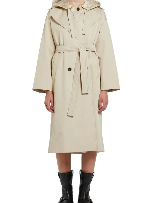 Marella Nocher Trench Coat With Detachable Hooded Vest - Light Brown
