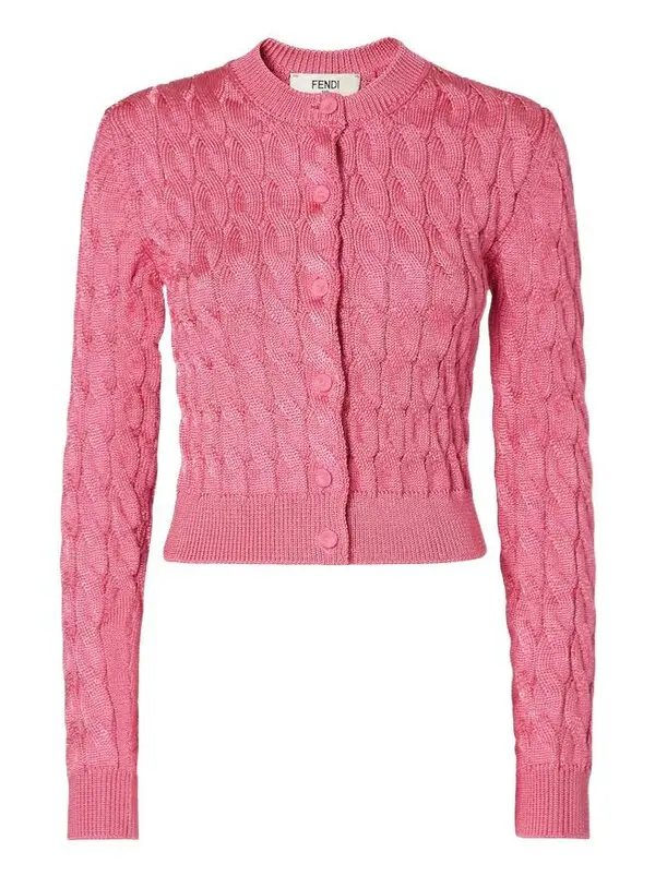 Fendi Cable Knit Cardigan - Pink