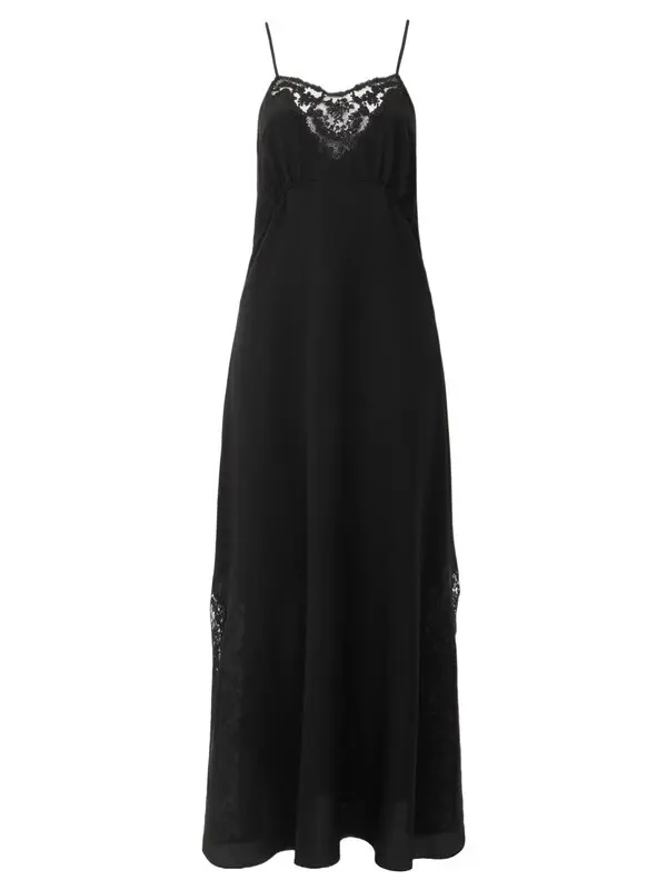 Chloé Lace Trim Maxi Dress - Black