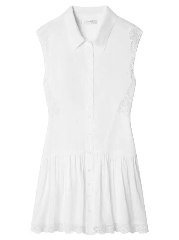 FRAME Sleeveless Embroidered Mini Dress - White