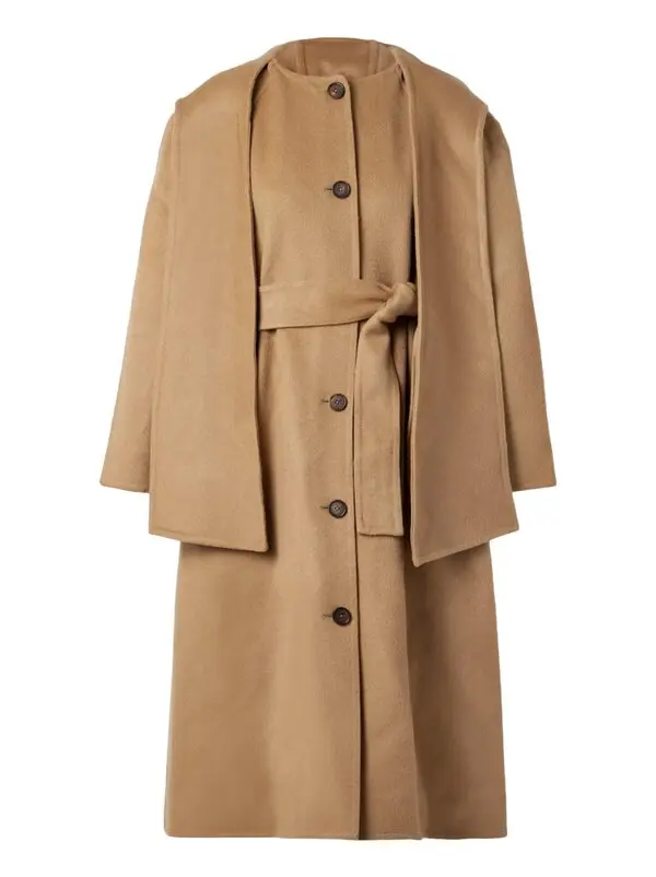 Sea Astra Hooded Wool-felt Coat - Brown