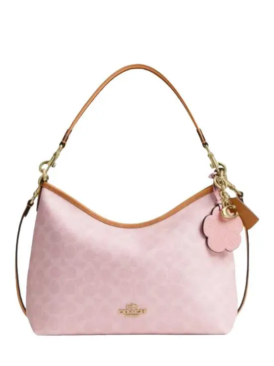 COACH Laurel Shoulder Bag In Signature Canvas With Charms - Signature Canvas/gold/powder Pink