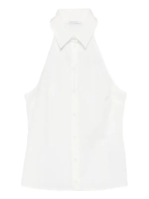 Patrizia Pepe Sleeveless Button-front Collared Top - White