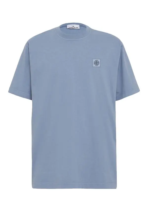 Stone Island Logo Patch Cotton T-shirt - Blue