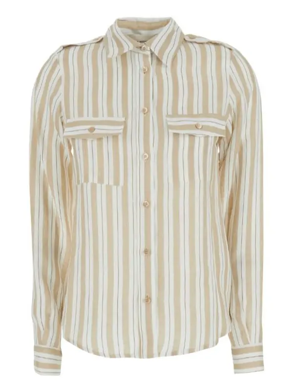 SEMICOUTURE Striped Linen Shirt - Beige