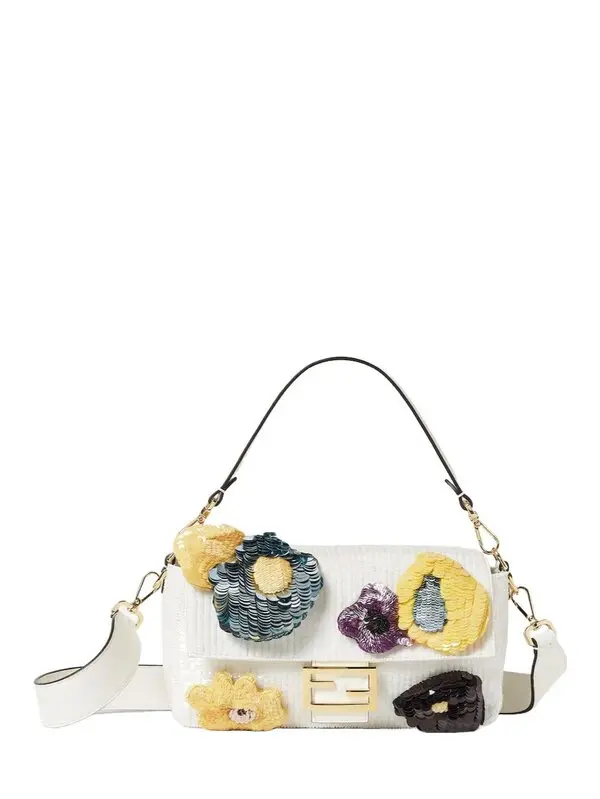 Fendi Baguette Sunny Side Flowers Sequin-embellished Shoulder Bag - Multi-color