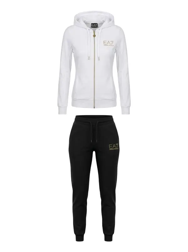 EA7 Hooded Sweatshirt And Jogger Set With Embellished Logo - White