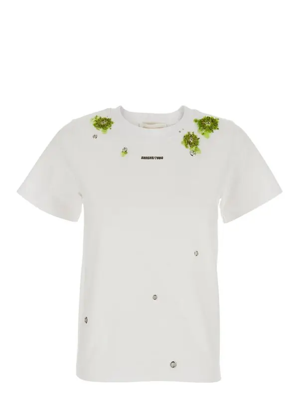 SHUSHU/TONG Eyelet Embellished T-shirt - White