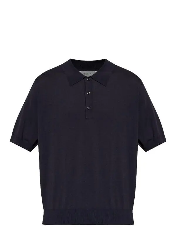 Studio Nicholson Arieta Button Short-sleeve Polo Shirt - Deep Navy Blue