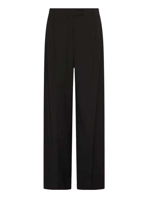 Marella Pure Wool Darted Wide Leg Trousers - Black