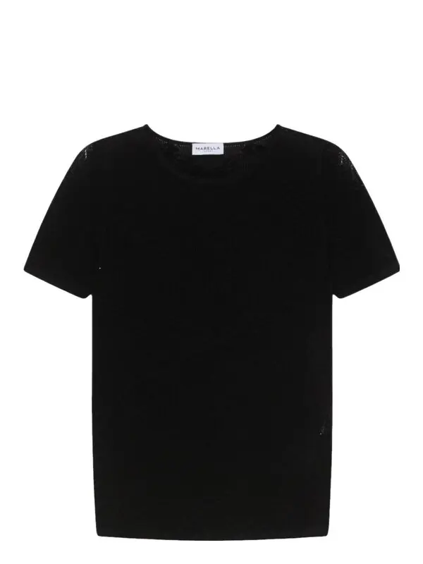 Marella Ultra-light Lace Knit T-shirt - Black
