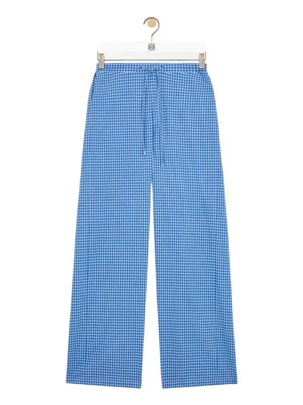 Loewe Plaid Drawstring Wide Leg Pants - Blue/white