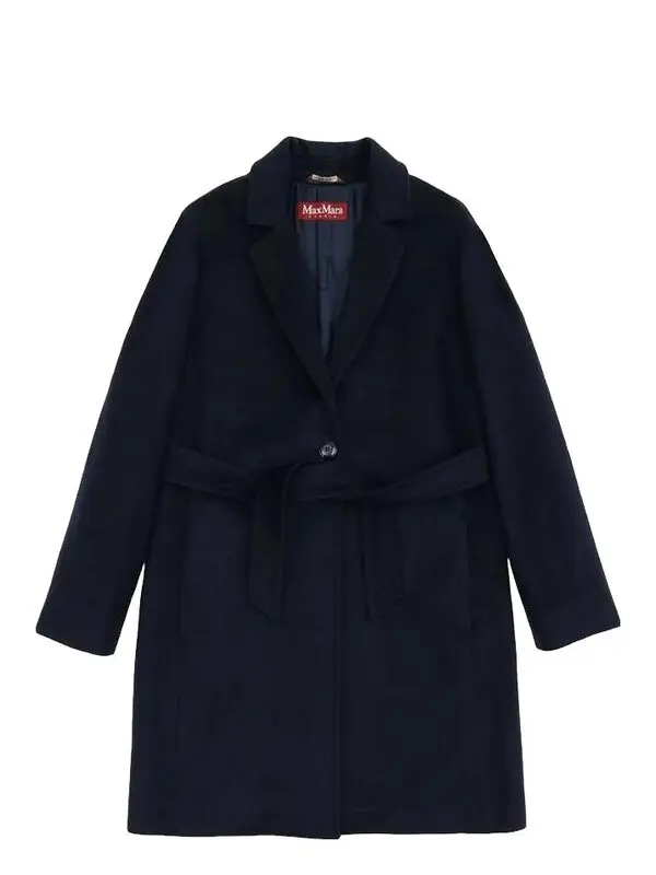 Max Mara Belted Lapel Coat - Blue