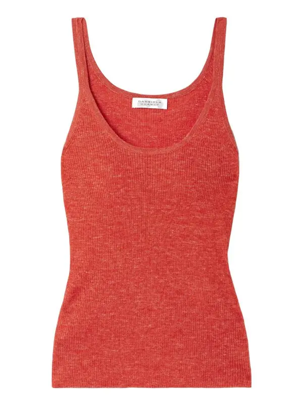 Gabriela Hearst Ribbed Knit Crew Neck Vest - Orange