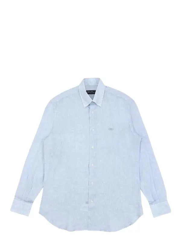 FERRAGAMO Embroidered Shirt With Logo - Blue