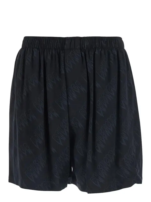 Balenciaga Logo Monogram Elastic Waist Shorts - Black