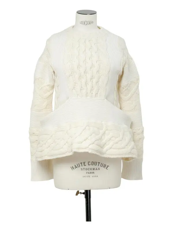Sacai Knitted Textured Wool Sweater - Off White