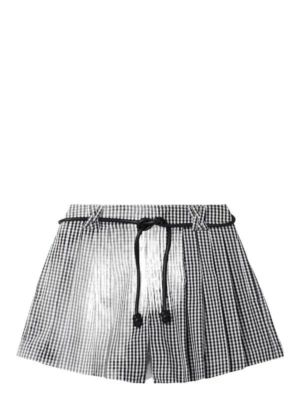 Sea Neci" Belted Gingham Cotton-poplin Shorts - Black