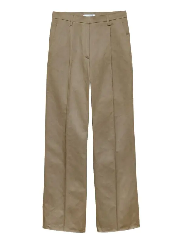 Prada Pleated Straight-leg Trousers - Muddy Gray