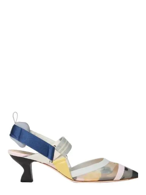 Fendi Colibrì Slingback Pumps With Elasticated Straps And Bouquet Print - Multicolor