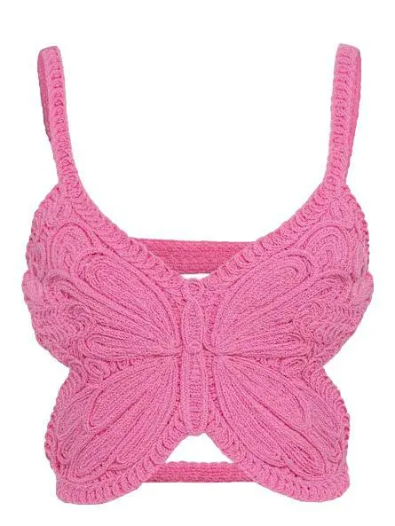 Blumarine Butterfly Crop Top - Pink