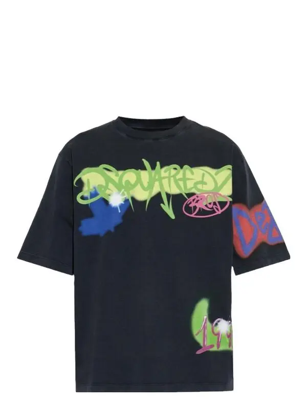 Dsquared2 Spray Logo Print T-shirt - Black