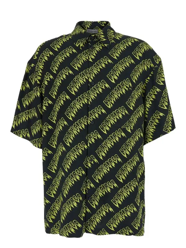Balenciaga Logo Detailed Short-sleeve Shirt - Black