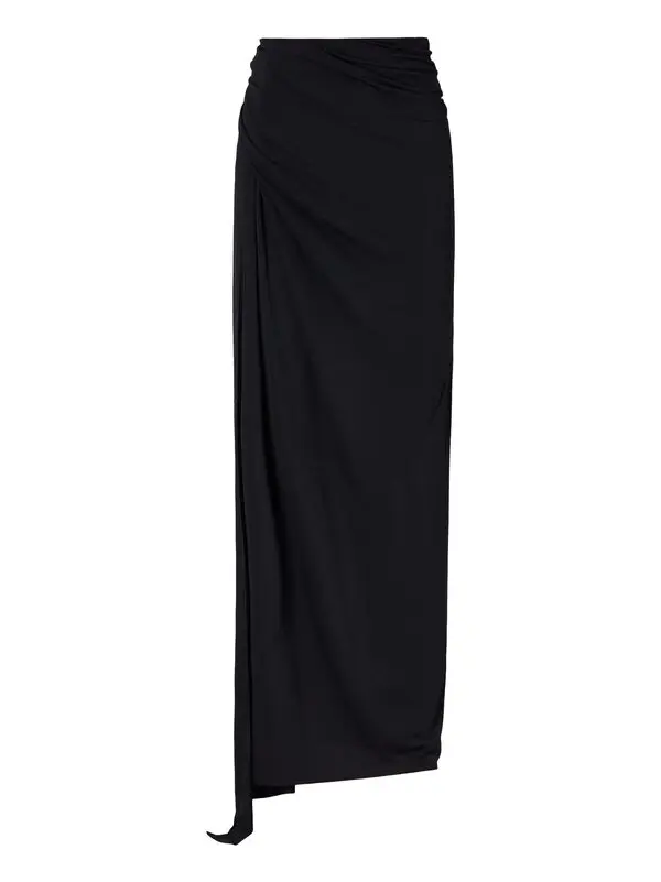 Rick Owens Draped Asymmetric Maxi Skirt - Black