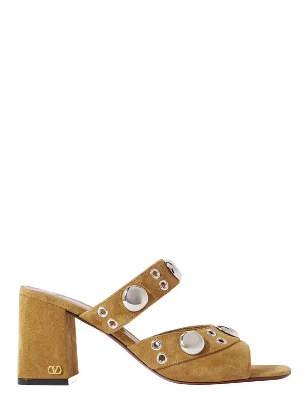 Valentino Garavani Embellished Suede Mules - Brown
