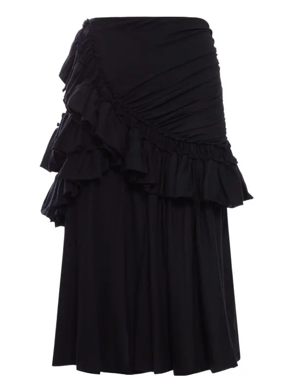 Dries Van Noten Ruffled Midi Skirt - Black