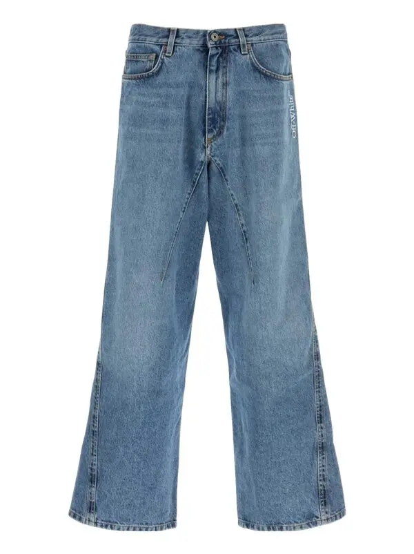 Off-White Half Arrow Twist Slouchy Jeans - Blue