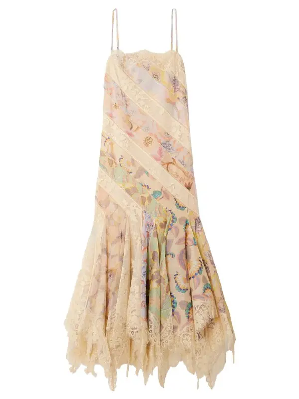 Zimmermann Eden Asymmetrical Pleated Dress - Nude