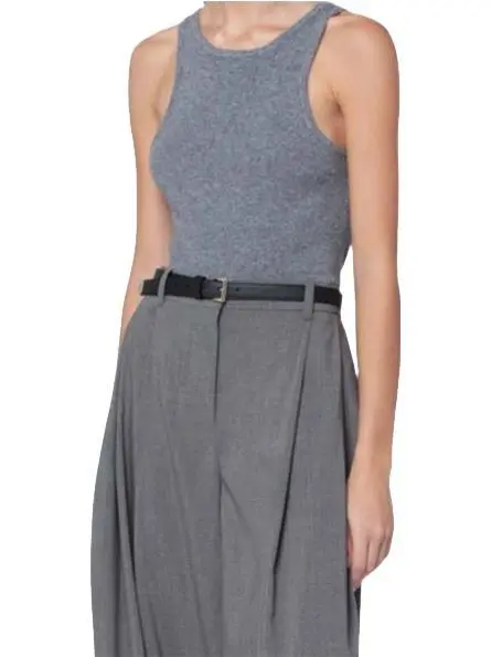 Almada Label Round-neck Ribbed Vest - Gray