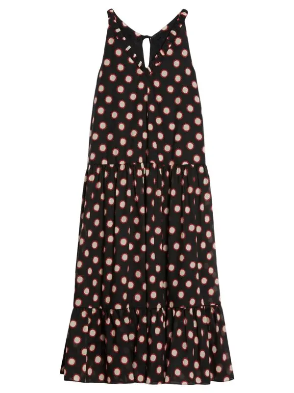 IBLUES Sleeveless Printed V-neck Dress With Keyhole Detail - Black
