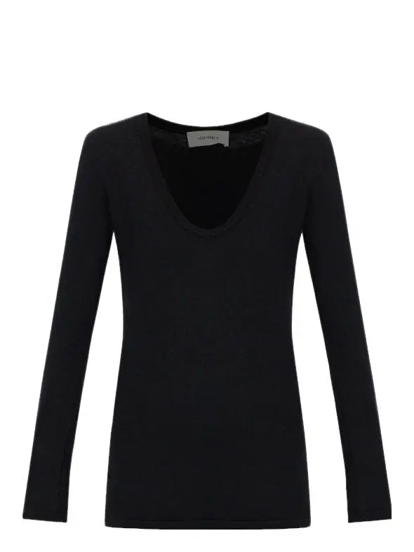 LISA YANG Amalea Scoop-neck Long Sleeve Top - Black