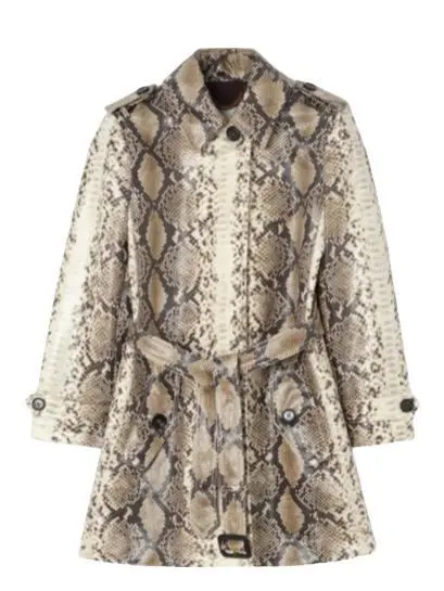 Burberry Belted Printed Short Coat - Alpine White
