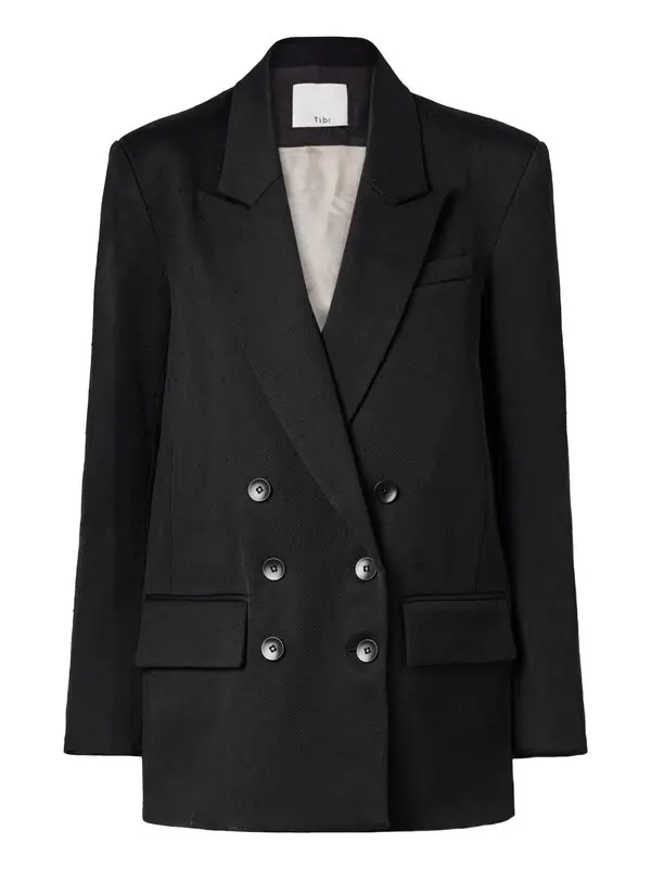 Tibi Cut-out Double-breasted Blazer - Black